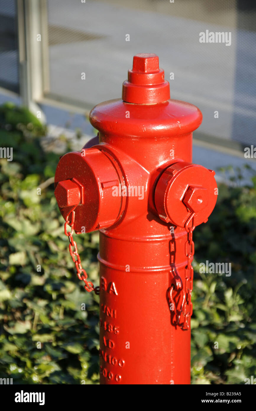 one new red fire hydrant outdoors Stock Photo - Alamy