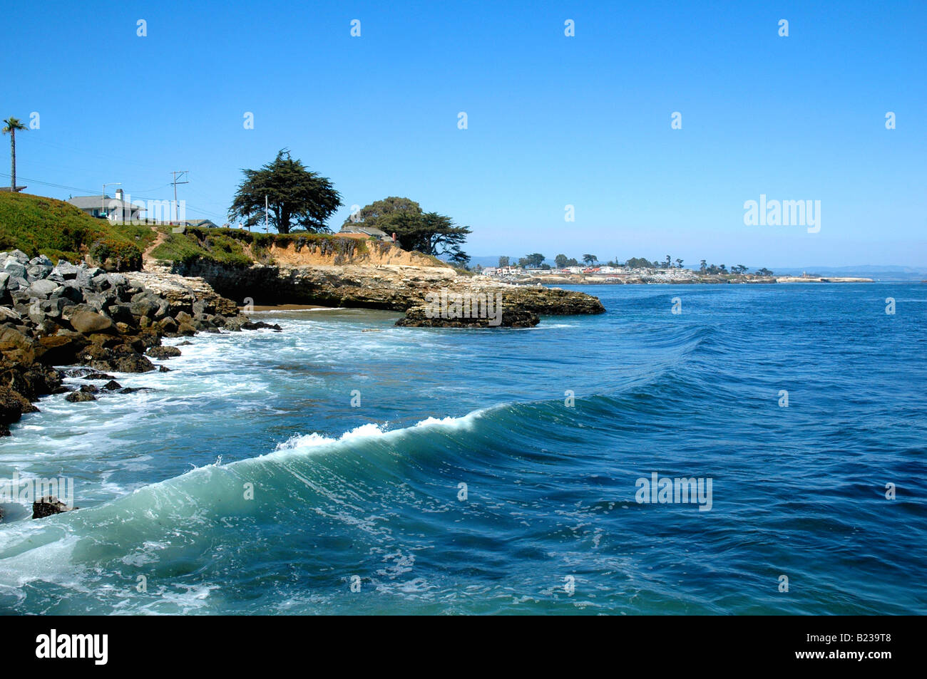 picturesque view of california coastline in santa cruz along west cliff ...