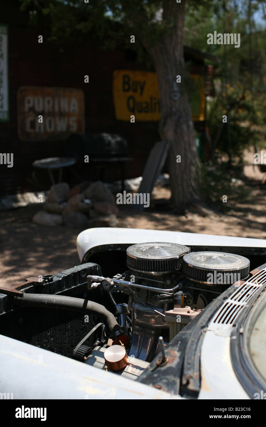 Car bonnet engine in desert arizona usa Stock Photo - Alamy
