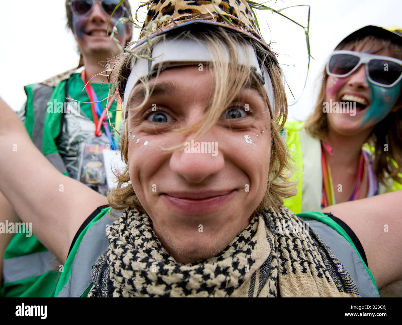 Green Policeman Making A Funny Face Glastonbury Festival Pilton ...