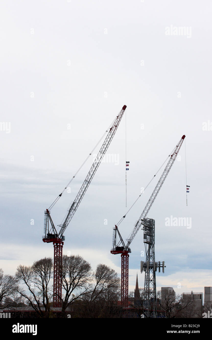 Two construction cranes Stock Photo - Alamy
