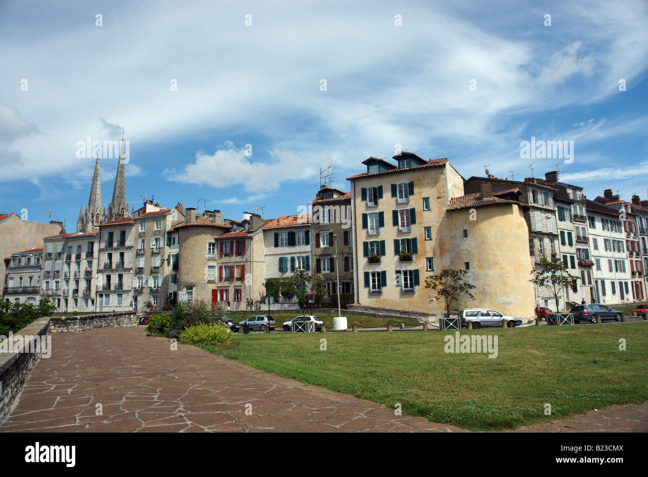 Cars parked in front of residential buildings, Biarritz, France Stock ...