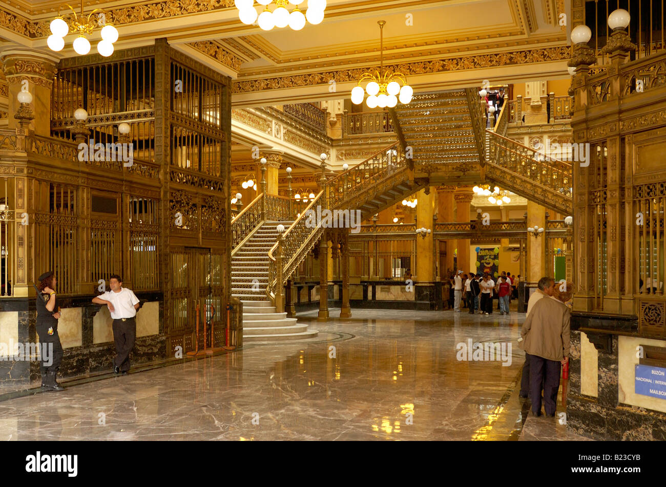 Interiors of post office Palacio de Correos Mexico City Mexico Stock ...
