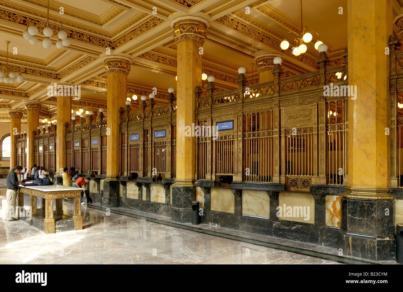 Interiors of post office Palacio de Correos Mexico City Mexico Stock ...