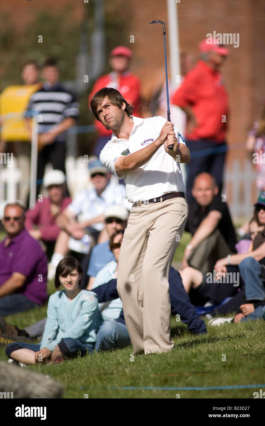 Golfer Robert Rock of England competes at the PGA European Open held at ...