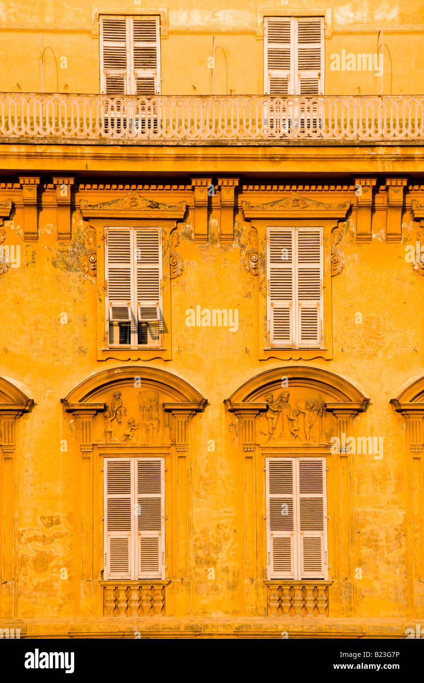 The architectural details of an old building, Old Town of Nice, France ...