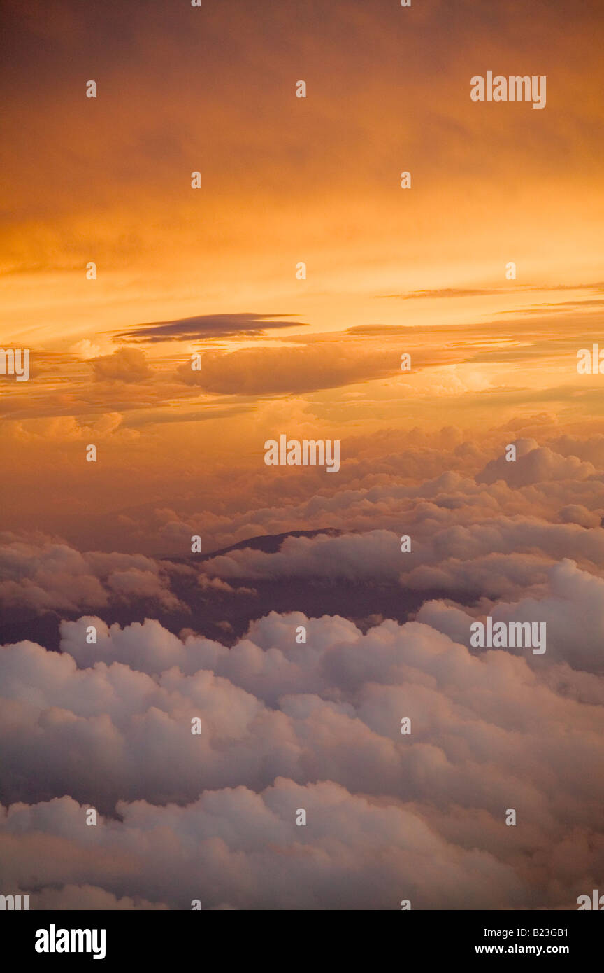 A stormy sunset seen from Laban Rata on the upper slopes of Mt Kinabalu ...