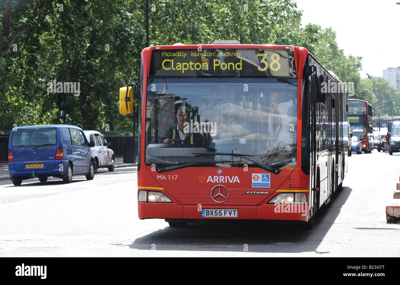 London bus driving towards Piccadilly Circus London UK Stock Photo - Alamy