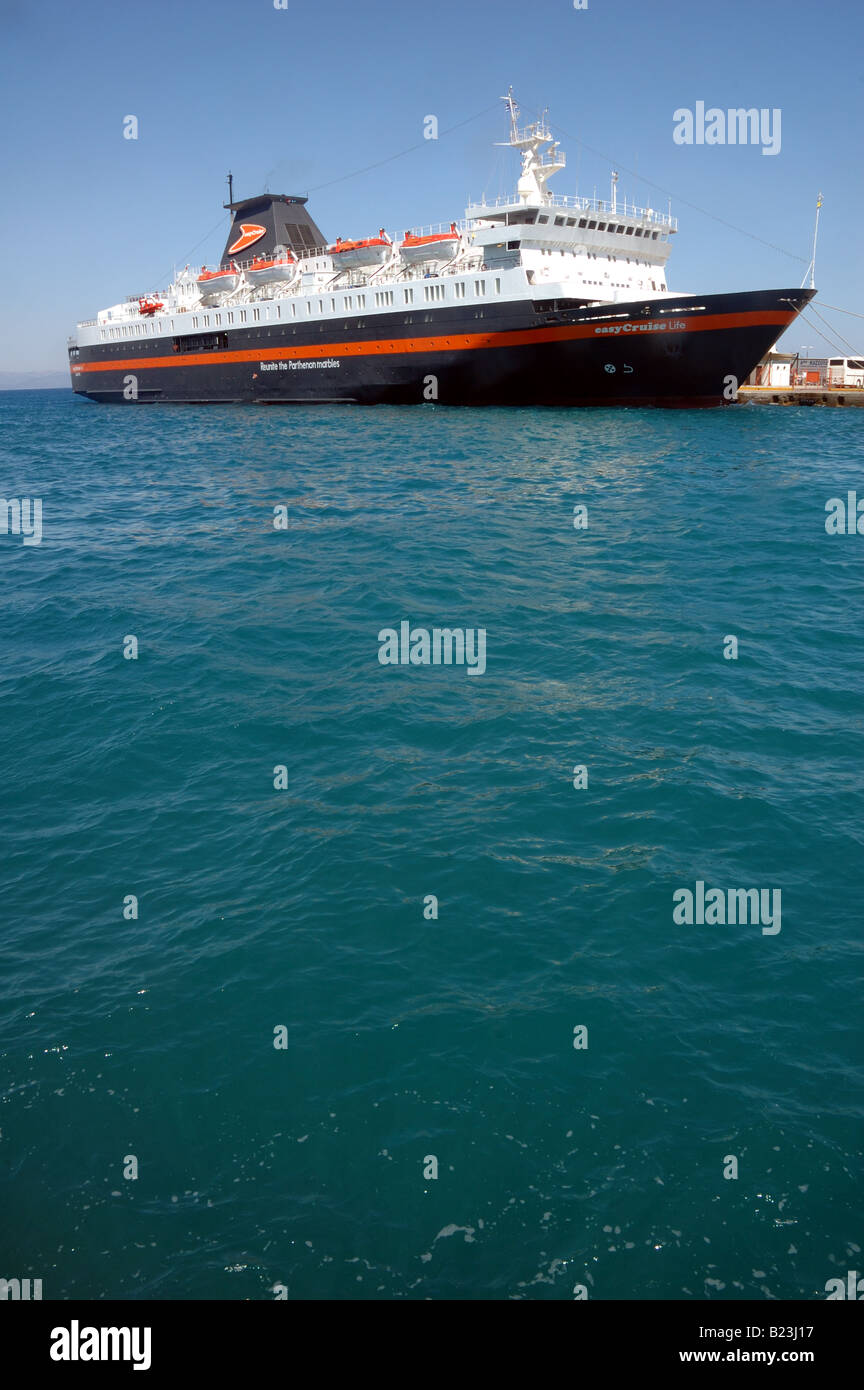 Budget cruise ship easyCruise Life moored on the Greek island of Kos ...
