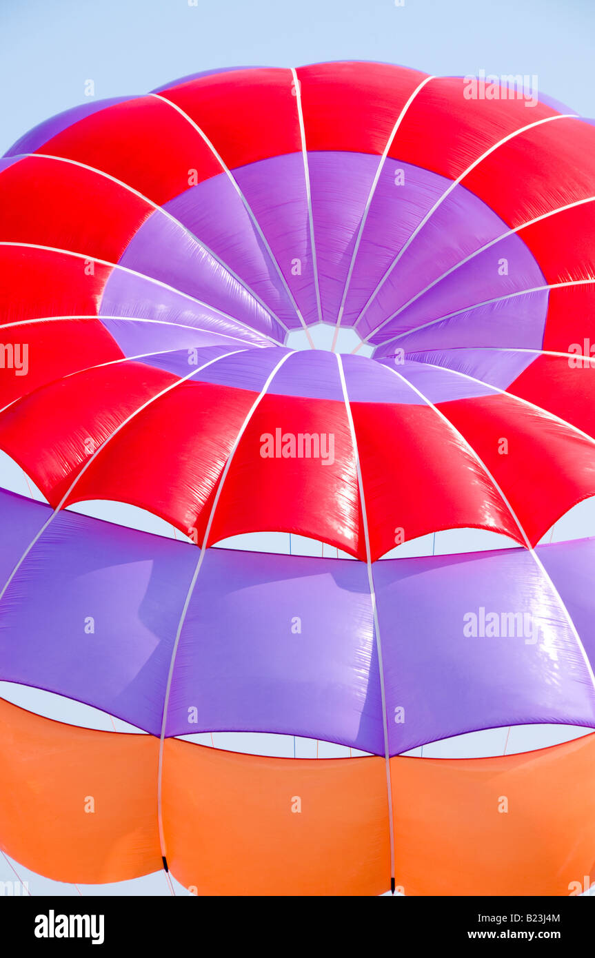 closeup of red and purple parachute, Anges Bay, Nice, France Stock ...