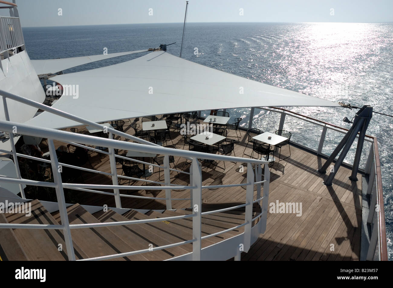 Pool Bar and restaurant on the budget cruise ship easyCruise Life, seen ...