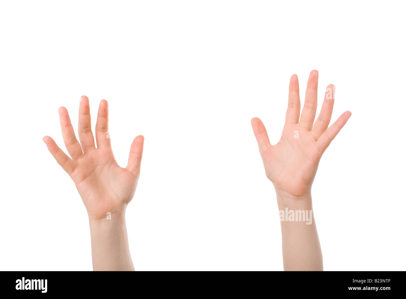 Hands open in prayer isolated on white background Stock Photo - Alamy