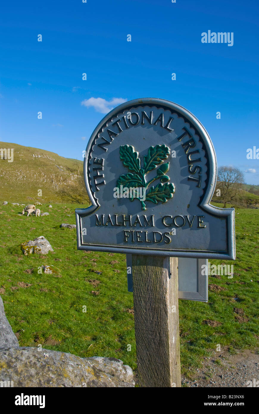 National Trust sign for malham Cove Fields Stock Photo - Alamy