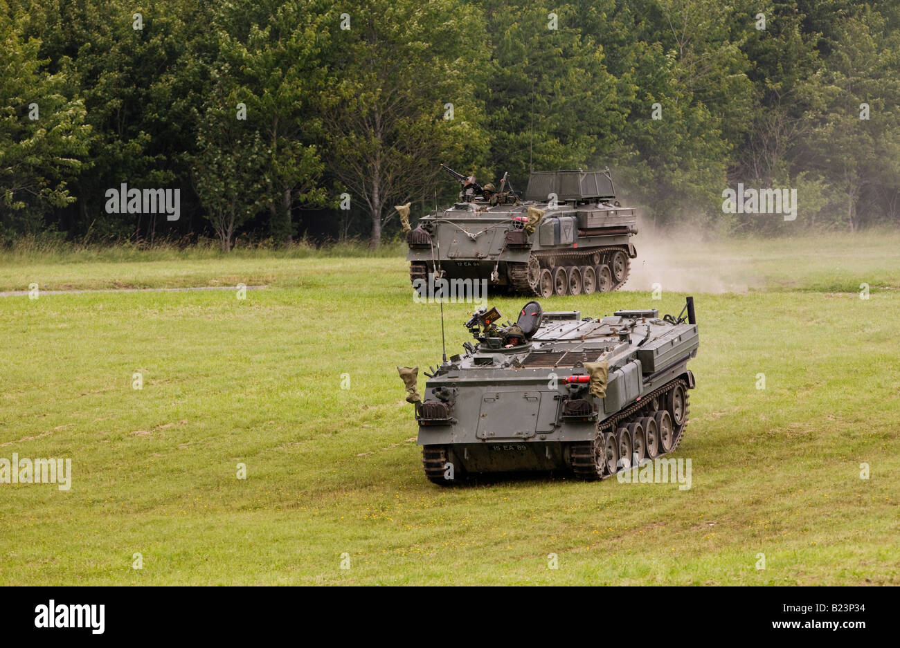 Two British Army Bulldog armoured personnel carriers on exercise at ...