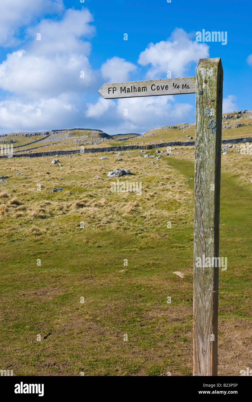 Signpost to Malham Cove Stock Photo - Alamy