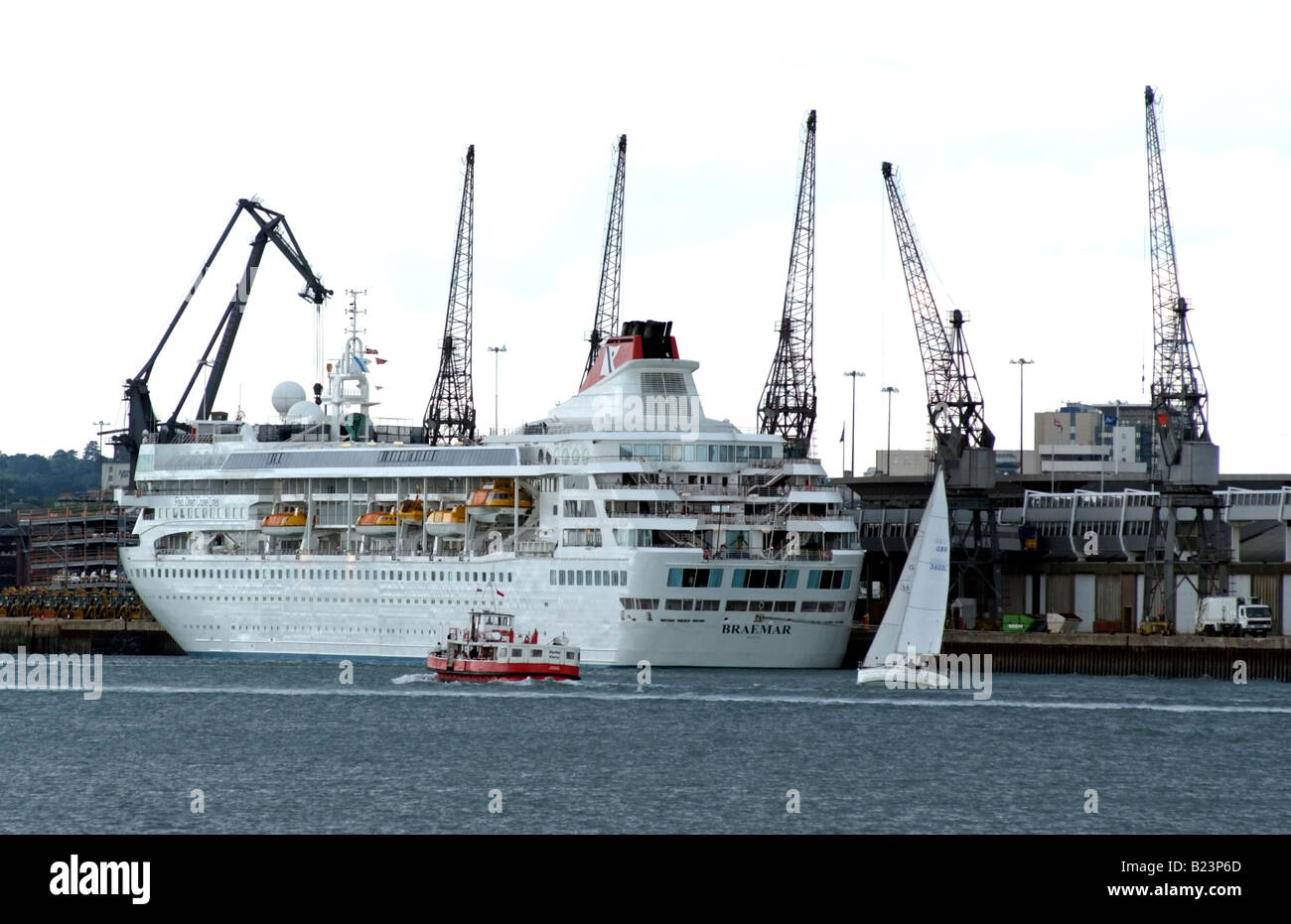 Braemar crusie ship alongside Southampton docks England Having just had ...