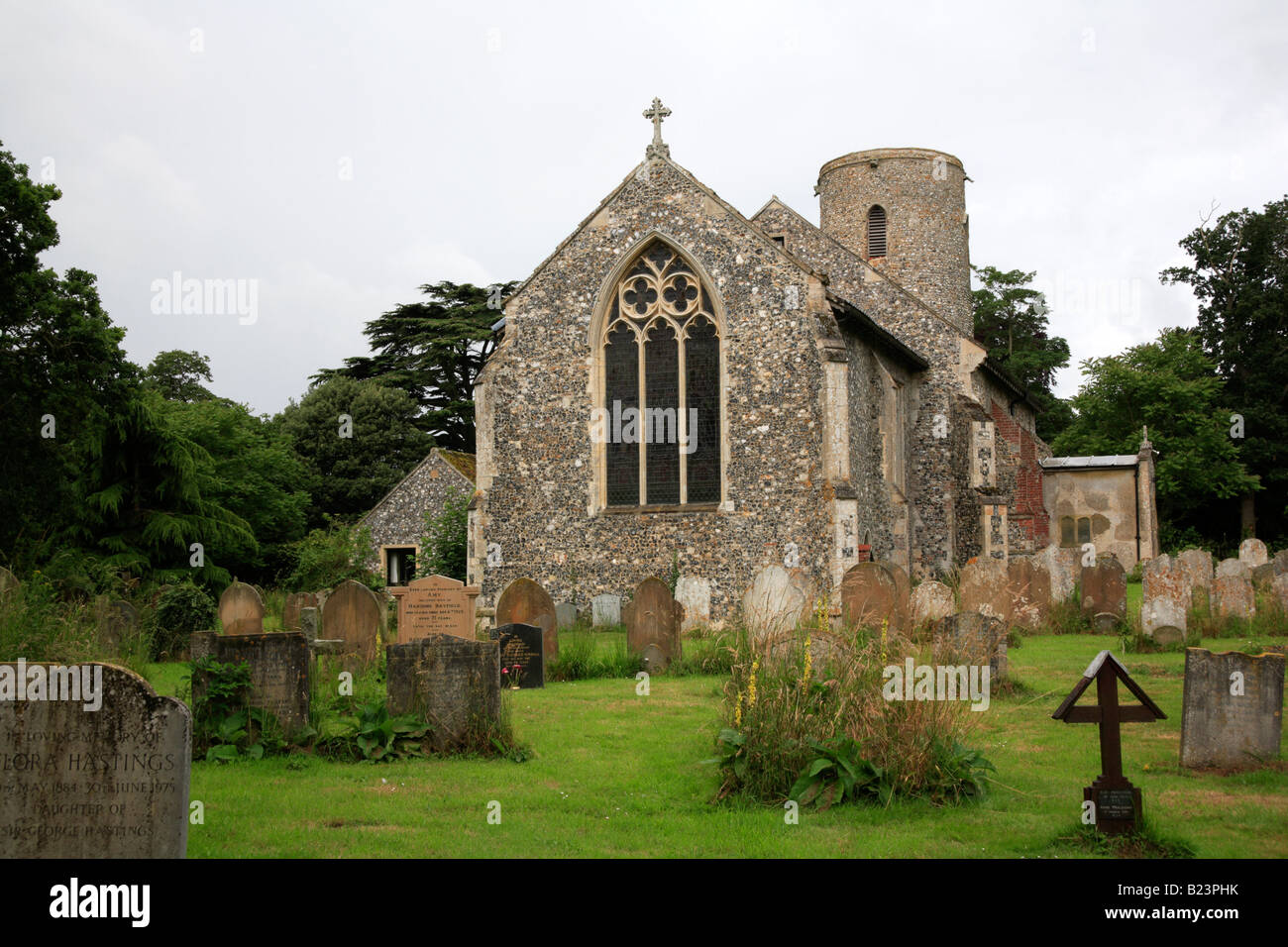 Church of Saint Mary the Virgin at Tasburgh, Norfolk, UK, depicting the ...