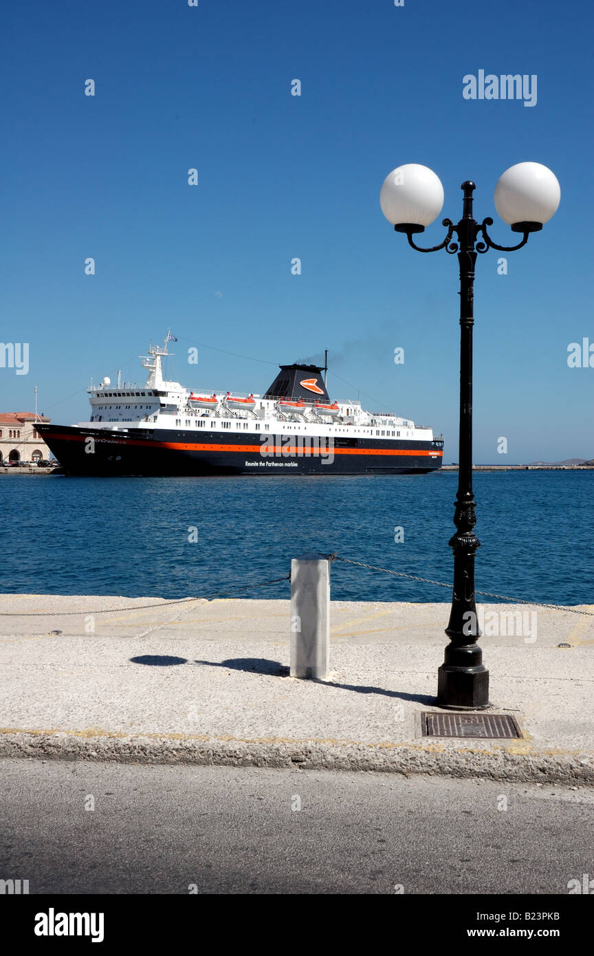 Budget cruise ship easyCruise Life moored in Ermoupoli on the Greek ...