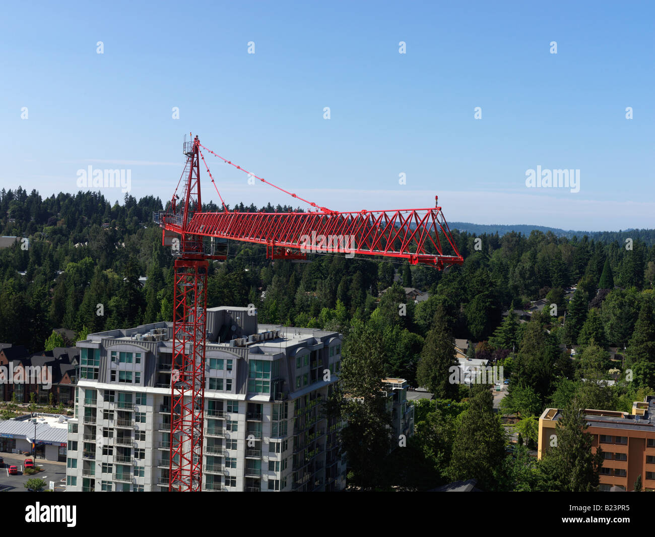 The crane on a high rise condo construction project in downtown ...