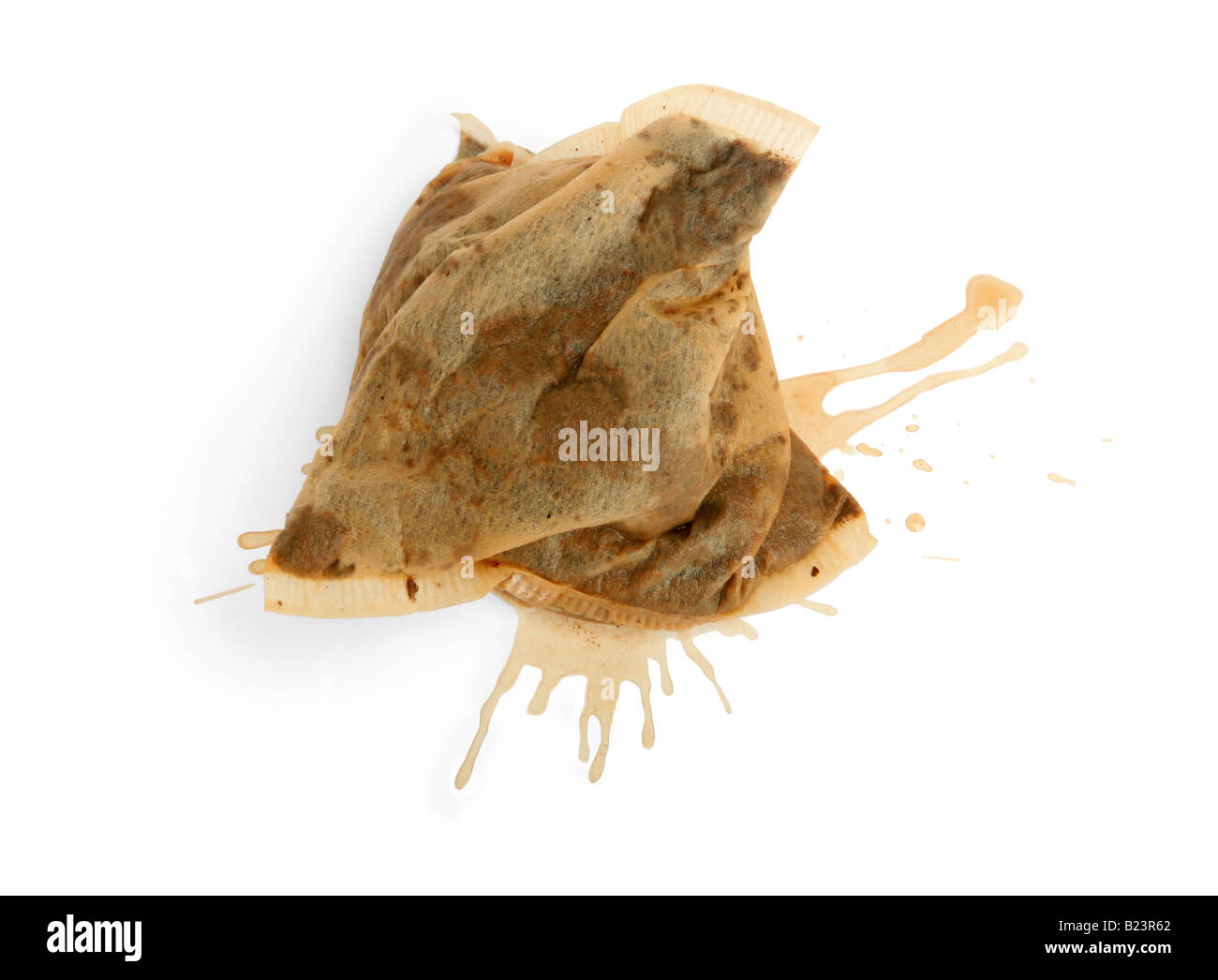 used teabag on a white background Stock Photo - Alamy