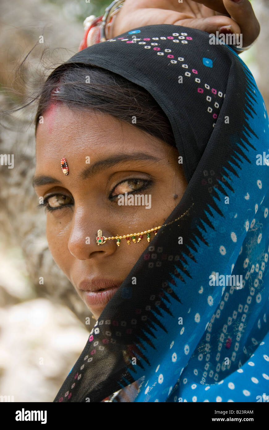 Portrait of a beautiful, traditionally dressed Indian woman from the ...