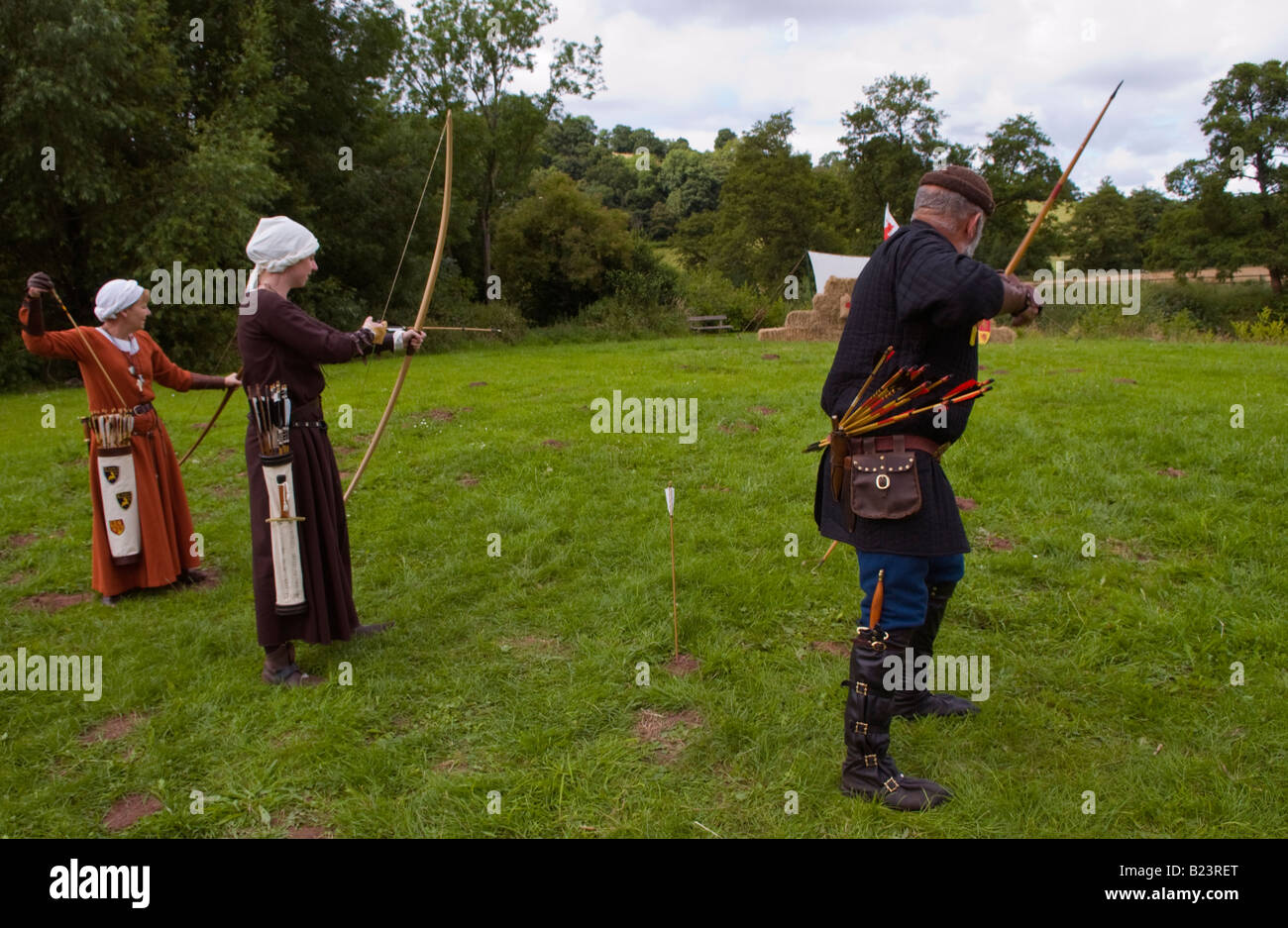Archers at Skenfrith Medieval Fun Day Monmouthshire Wales UK EU Stock ...