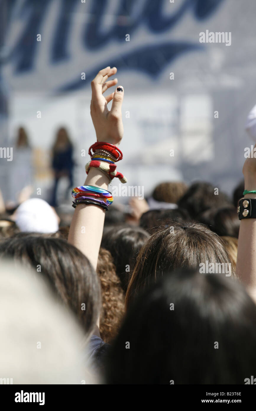 crowd of revellers at music concert gig outdoors Stock Photo - Alamy