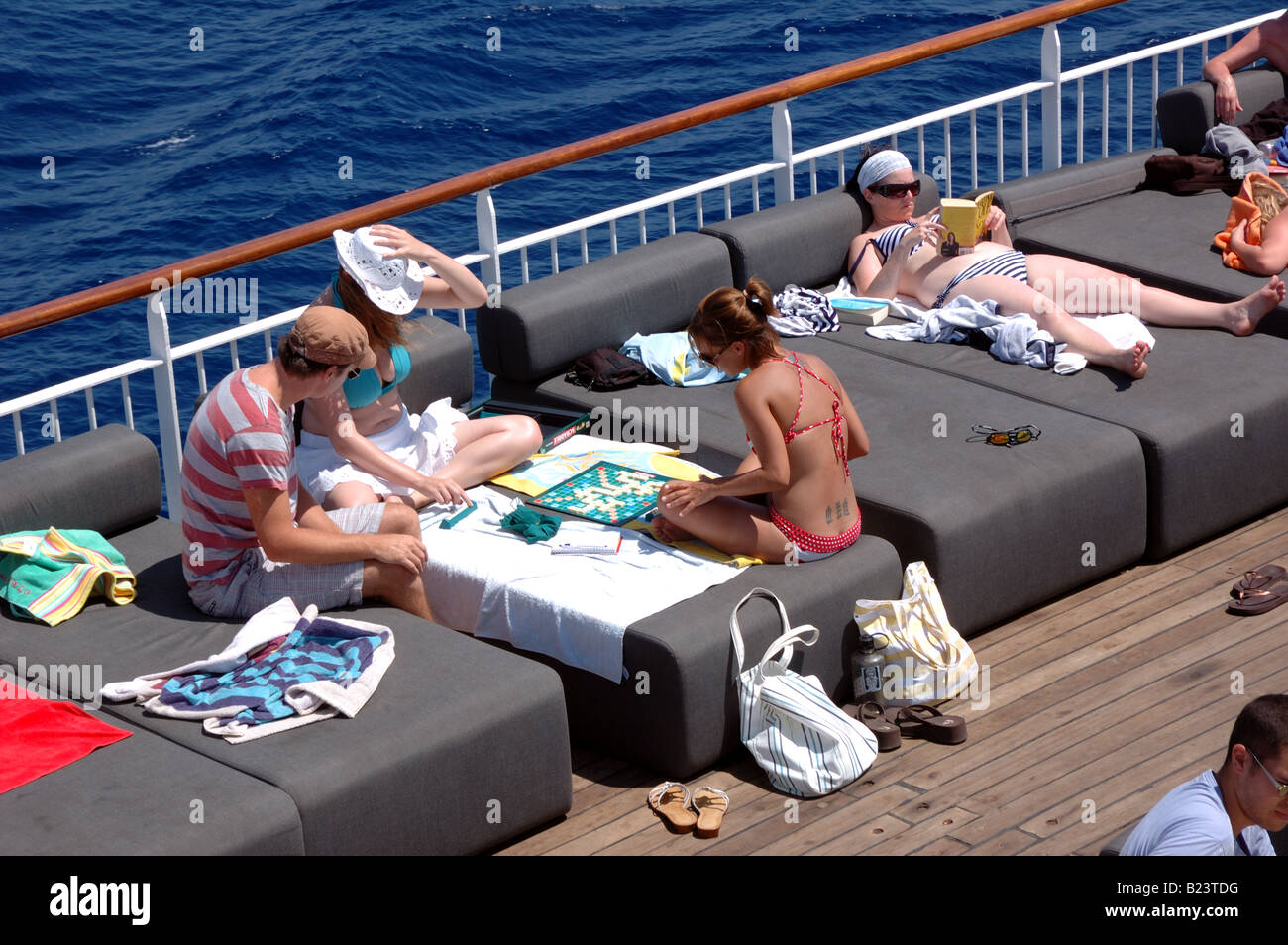 Passengers On Budget Cruise Ship Easycruise Life Relaxing On The Sun