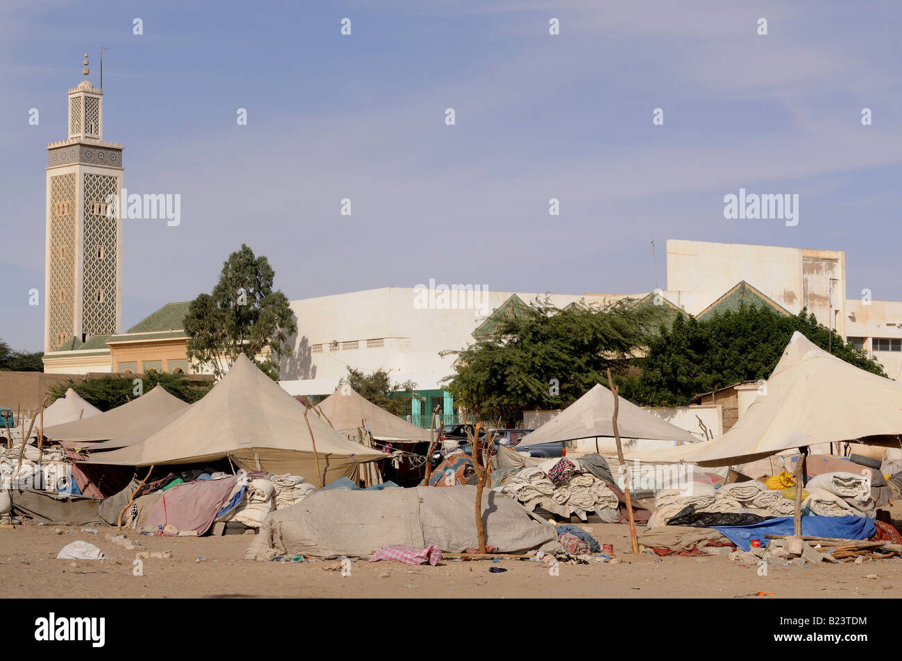 The tent market and the moroccan mosque in Nouakchott Western Africa ...