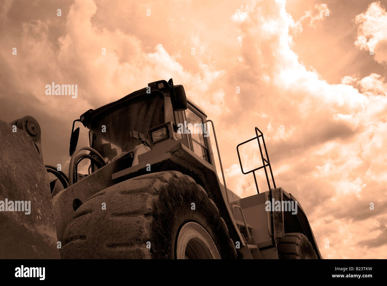low angle view of a wheel loader, bronze colored Stock Photo - Alamy