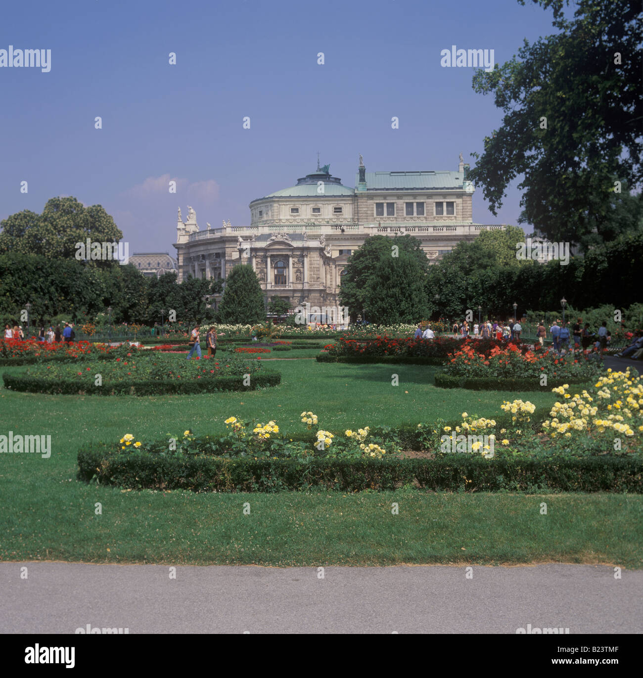 The Burgtheater from the rosegarden of the Volksgarten Vienna Austria ...