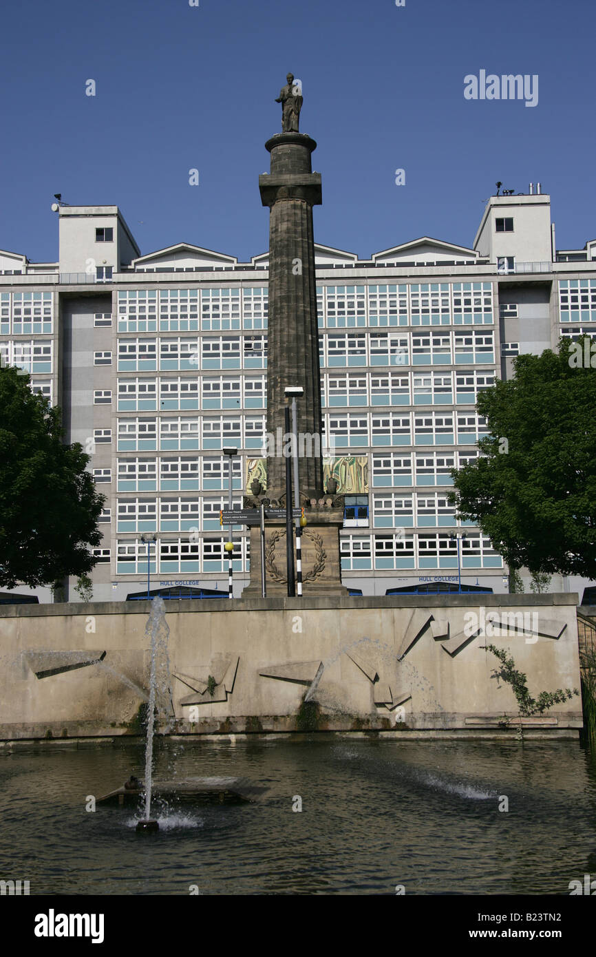 City of Kingston upon Hull, England. The William Wilberforce Monument with the Hull College ...