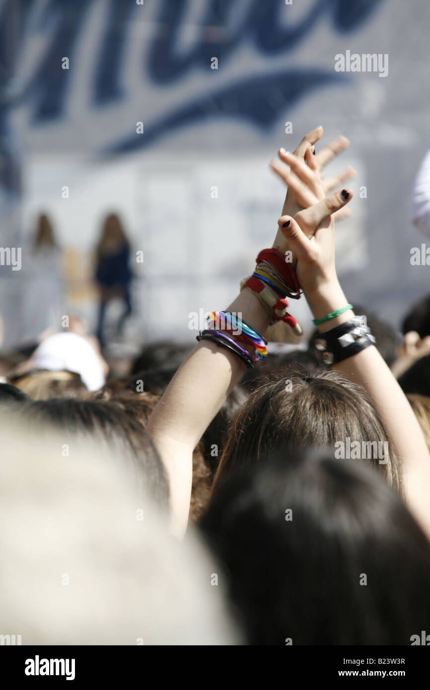 crowd of revellers at music concert gig outdoors Stock Photo - Alamy