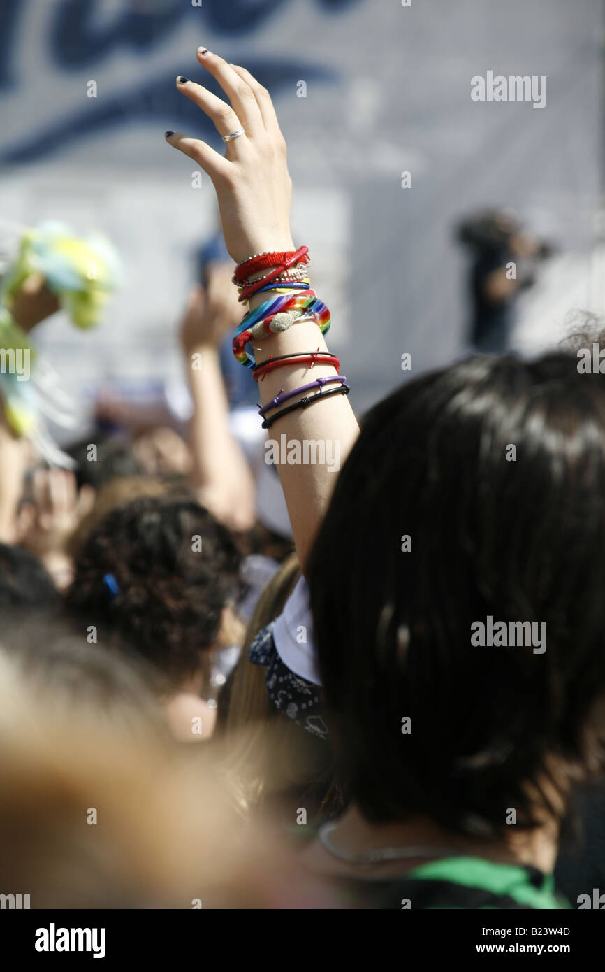 crowd of revellers at music concert gig outdoors Stock Photo - Alamy