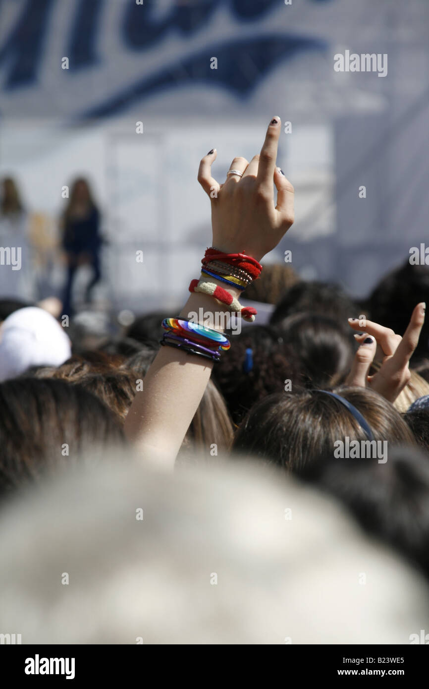 crowd of revellers at music concert gig outdoors Stock Photo - Alamy