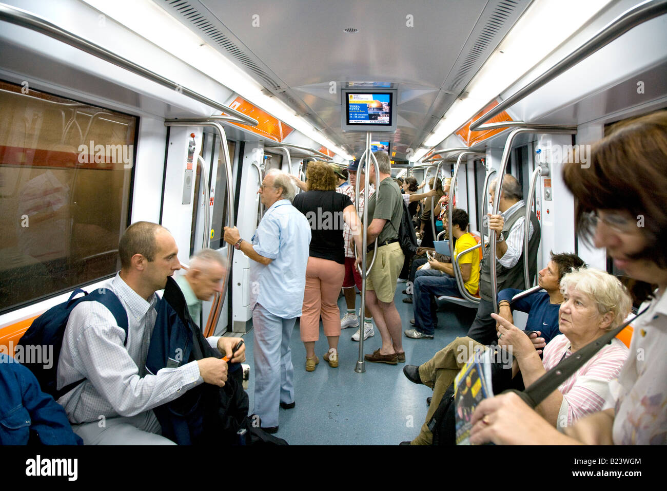 Passengers on a Rome Metro Train Rome Italy Stock Photo - Alamy