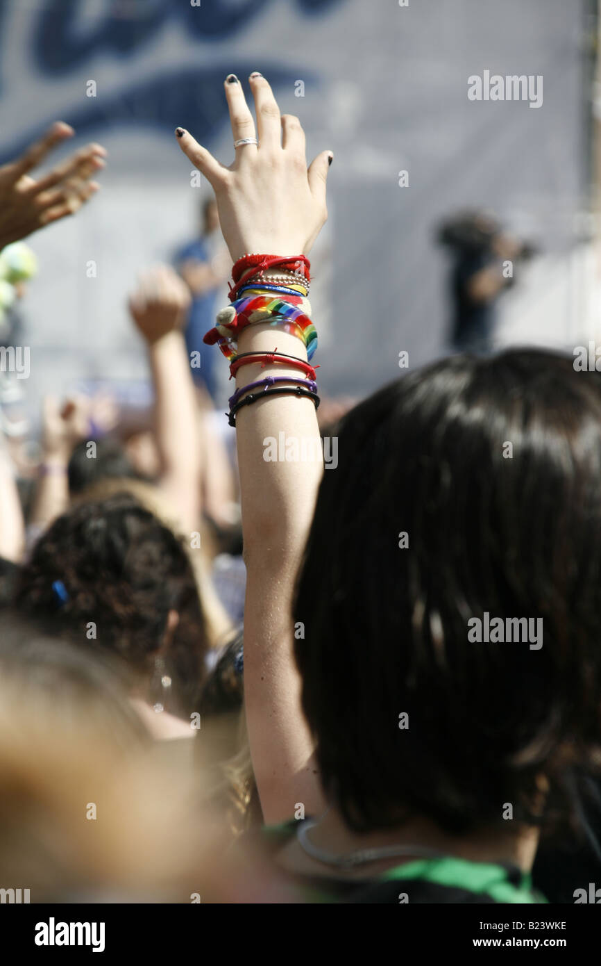 crowd of revellers at music concert gig outdoors Stock Photo - Alamy