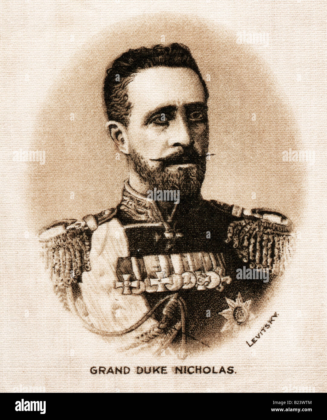 A 1915 George V Silk Print of Grand Duke Nicholas Nikolaevich of Russia ...