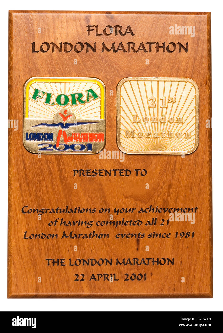 London Marathon plaque Stock Photo - Alamy