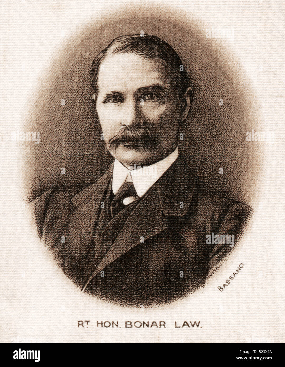 A 1915 George V Silk Print of Andrew Bonar Law FOR EDITORIAL USE ONLY ...