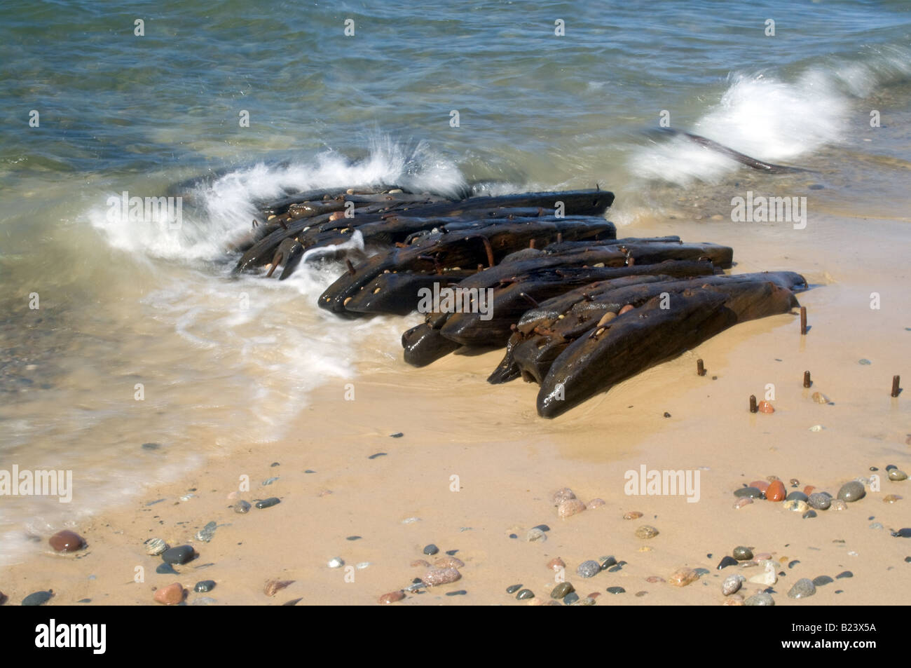 Shipwreck decaying timbers along Au Sable Point Lake Superior Pictured ...