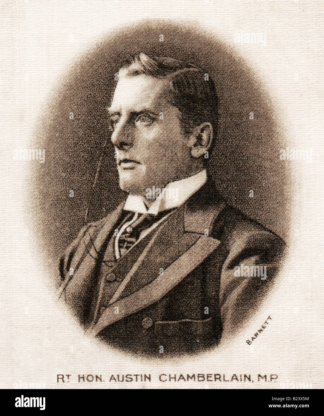 A 1915 George V Silk Print of Austin Chamberlain FOR EDITORIAL USE ONLY Stock Photo - Alamy