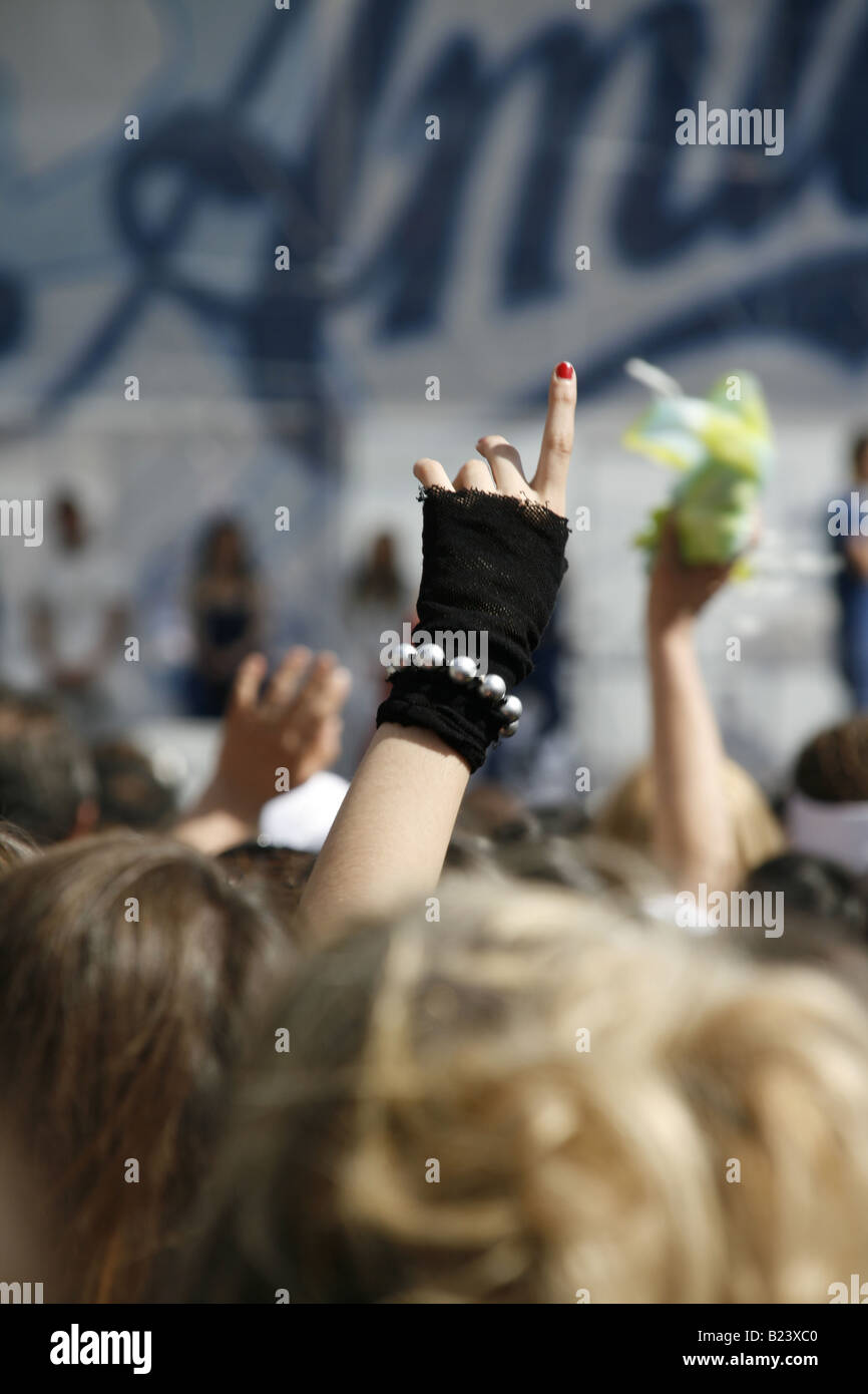crowd of revellers at music concert gig outdoors Stock Photo - Alamy