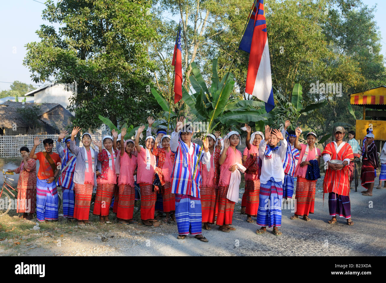 Boys and girls dancing while the annual traditional Kayan ceremony this ...