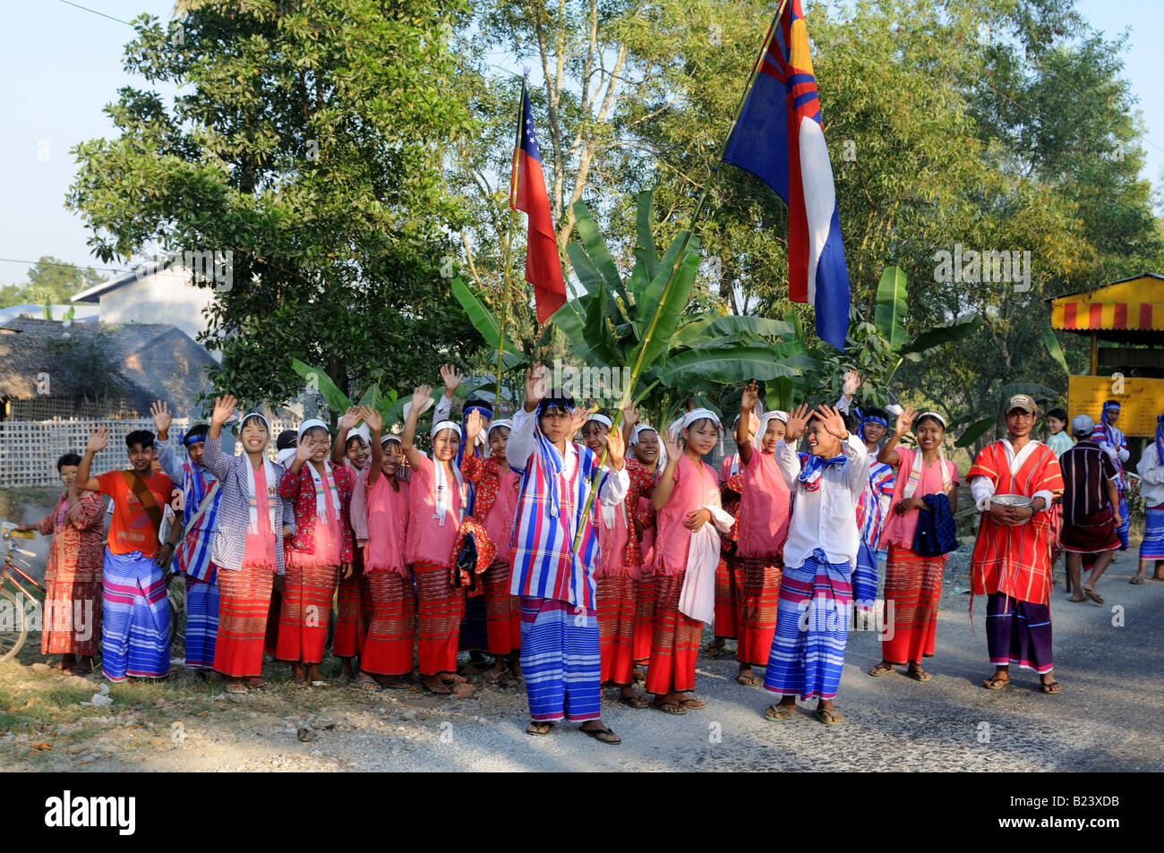 Boys and girls dancing while the annual traditional Kayan ceremony this ...