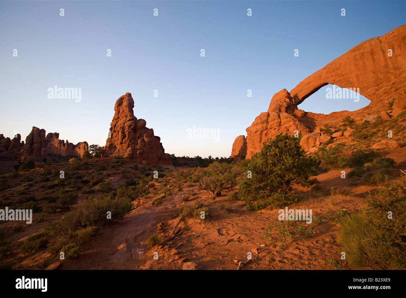 Natural red rock arches at Arches National Park in Utah USA Stock Photo ...