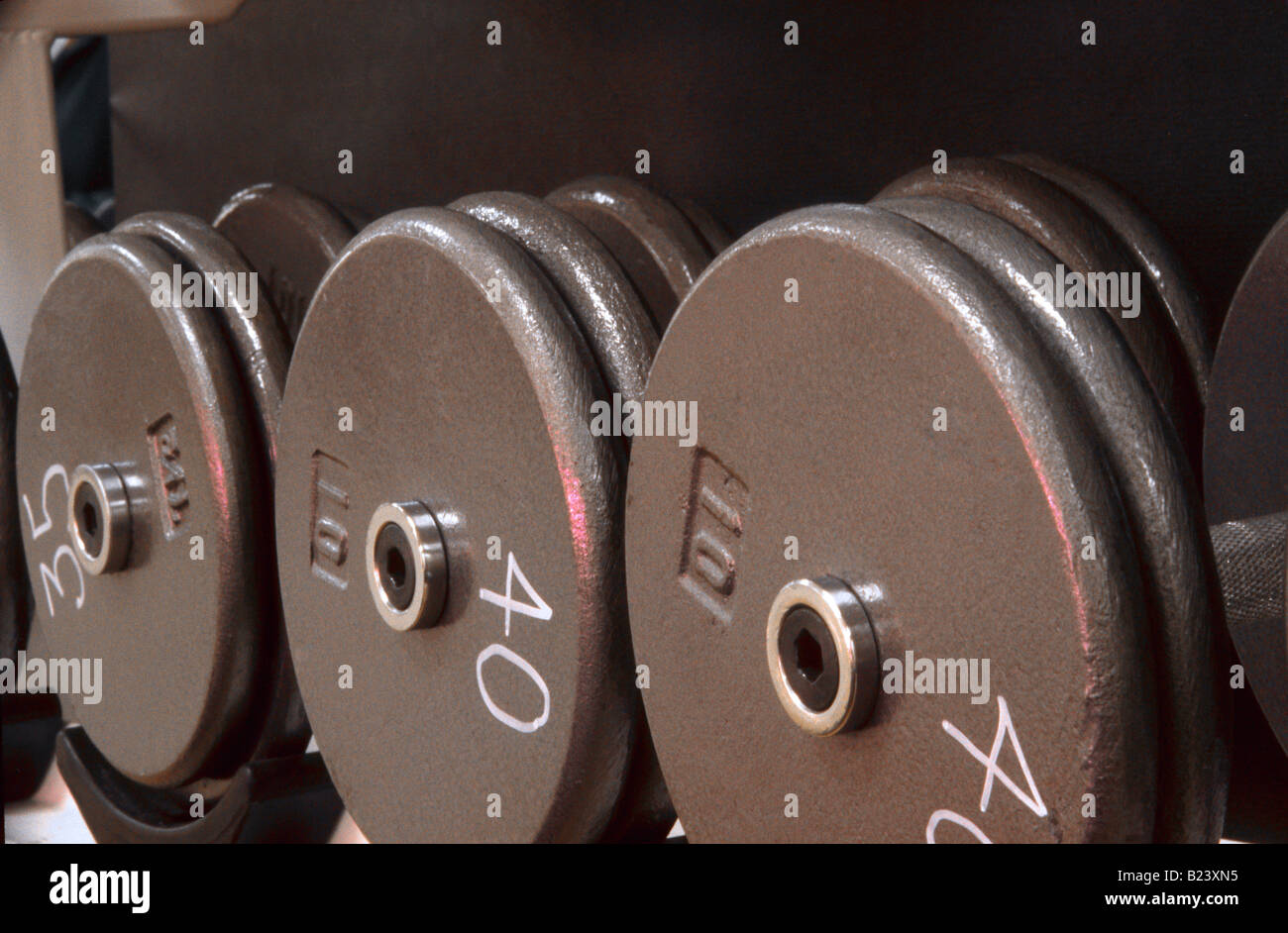 WEIGHTS EXERCISE IN GYM Stock Photo - Alamy