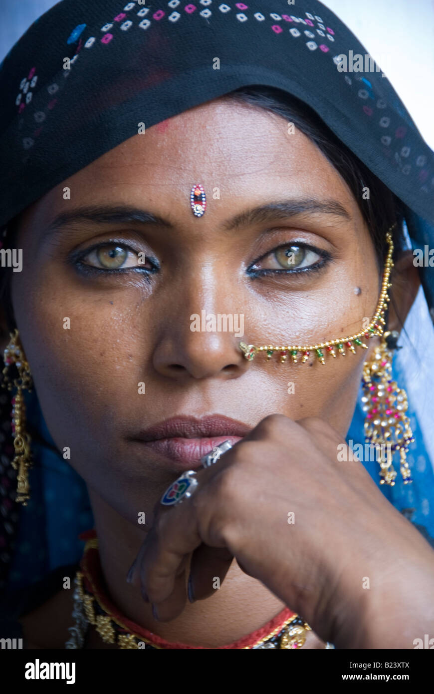 Portrait of a beautiful, traditionally dressed Indian woman from the ...