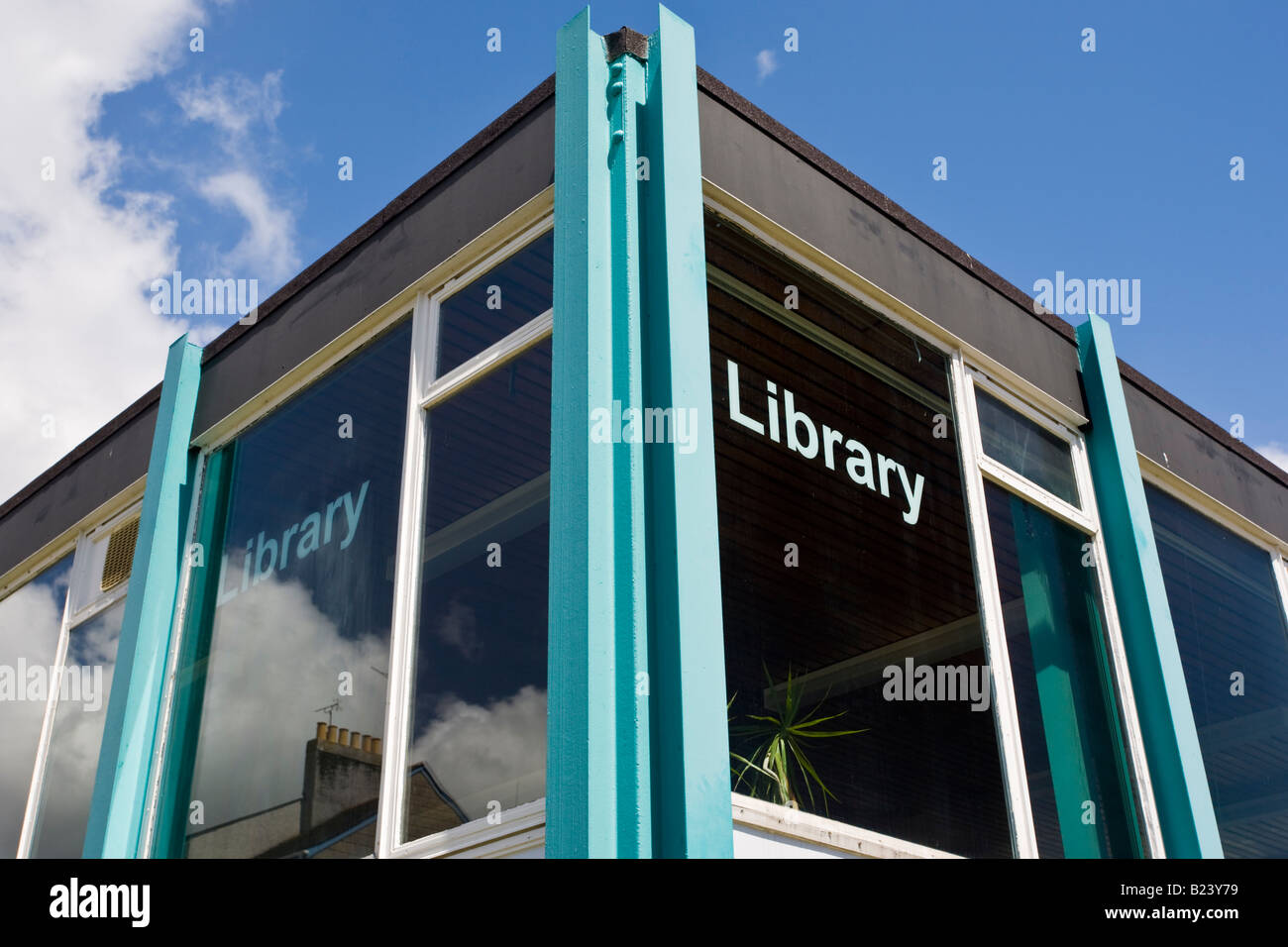 Library sign on the side of Torpoint Library Stock Photo - Alamy