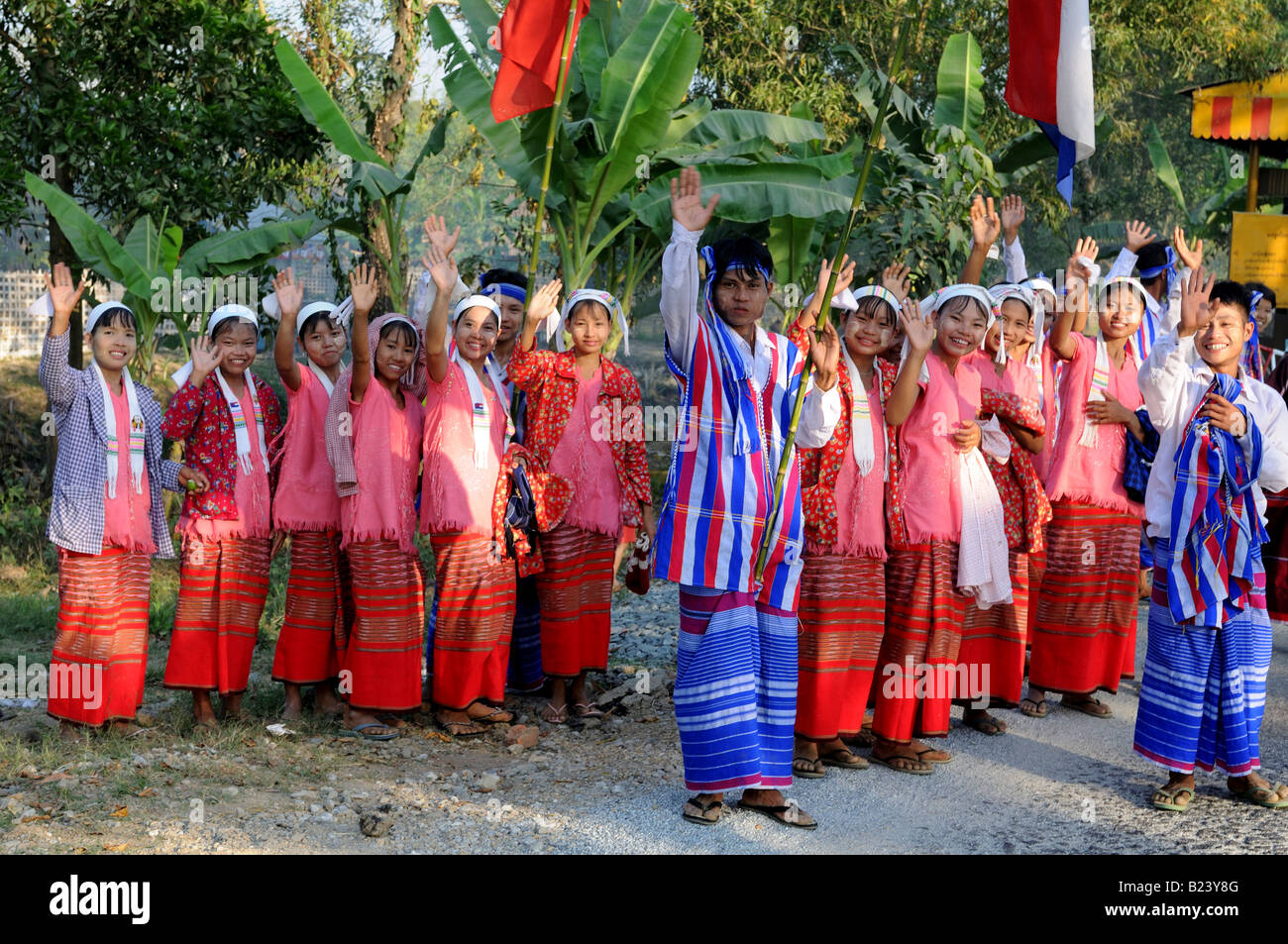 Boys and girls dancing while the annual traditional Kayan ceremony this ...